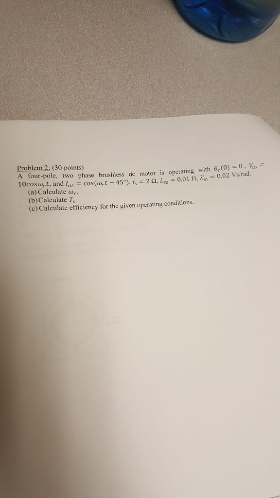 Solved Problem 2: (30 points) A four-pole, two phase | Chegg.com