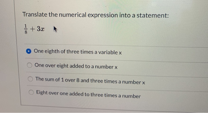 Solved Translate the numerical expression into a statement: | Chegg.com