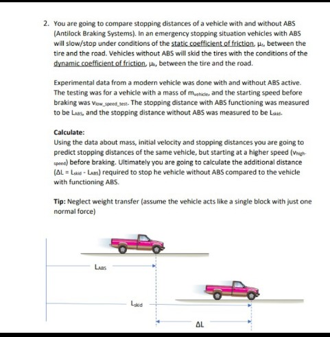 Solved "Solve Problem using the following values: mvehicle = | Chegg.com