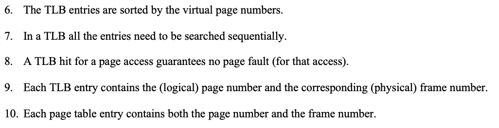 Solved 6. The TLB entries are sorted by the virtual page | Chegg.com