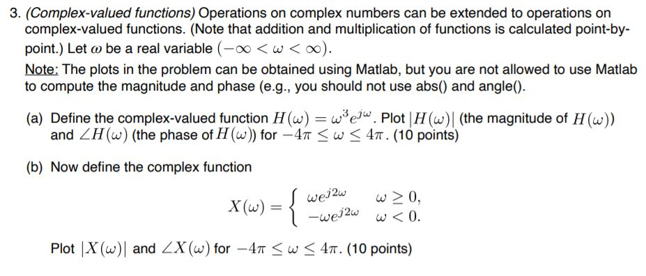 3. (Complex-valued functions) Operations on complex | Chegg.com