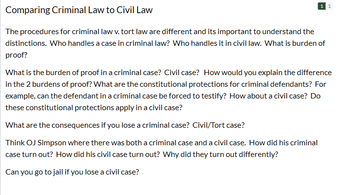 Criminal Law Vs Civil Law