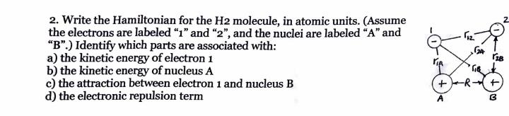 Solved SA 2. Write the Hamiltonian for the H2 molecule, in | Chegg.com