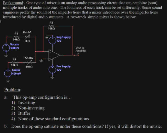 Solved Background: One type of mixer is an analog audio | Chegg.com