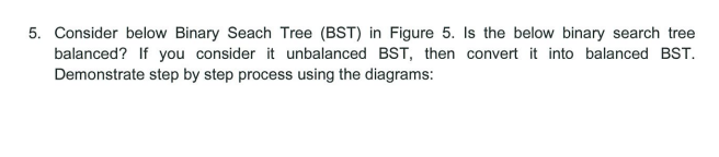 Solved 5. Consider below Binary Seach Tree (BST) in Figure | Chegg.com
