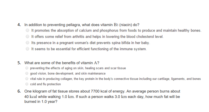 Solved 4. In addition to preventing pellagra, what does | Chegg.com