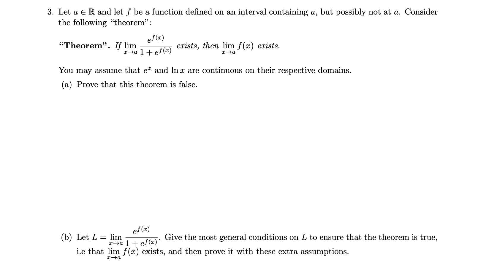 Solved 3. Let a € R and let f be a function defined on an | Chegg.com