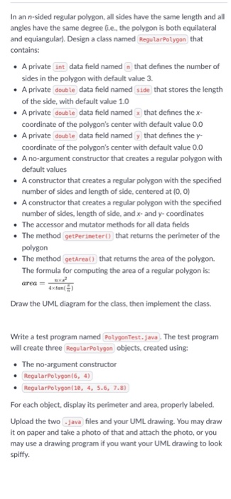 Solved In an n-sided regular polygon, all sides have the | Chegg.com