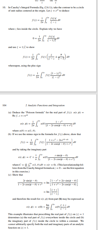 Solved In Cauchy's Integral Formula (Eq. (2.6.1)), ﻿take the | Chegg.com