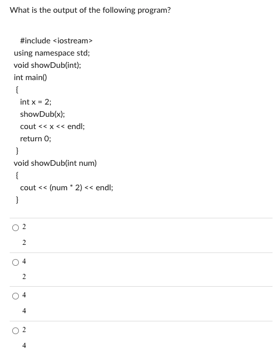 Solved What is the output of the following program? #include | Chegg.com
