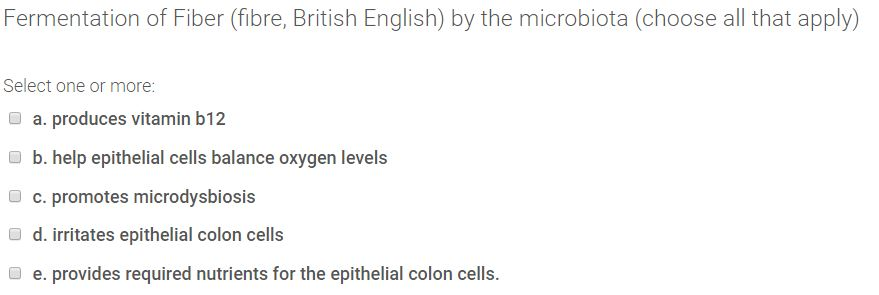 Solved Fermentation of Fiber (fibre, British English) by the | Chegg.com