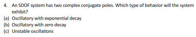 Solved An SDOF system has two complex conjugate poles. Which | Chegg.com