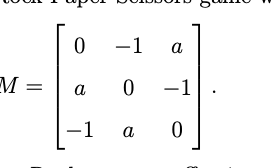 Solved M=⎣⎡0a−1−10aa−10⎦⎤(a) Find the replicator equations | Chegg.com