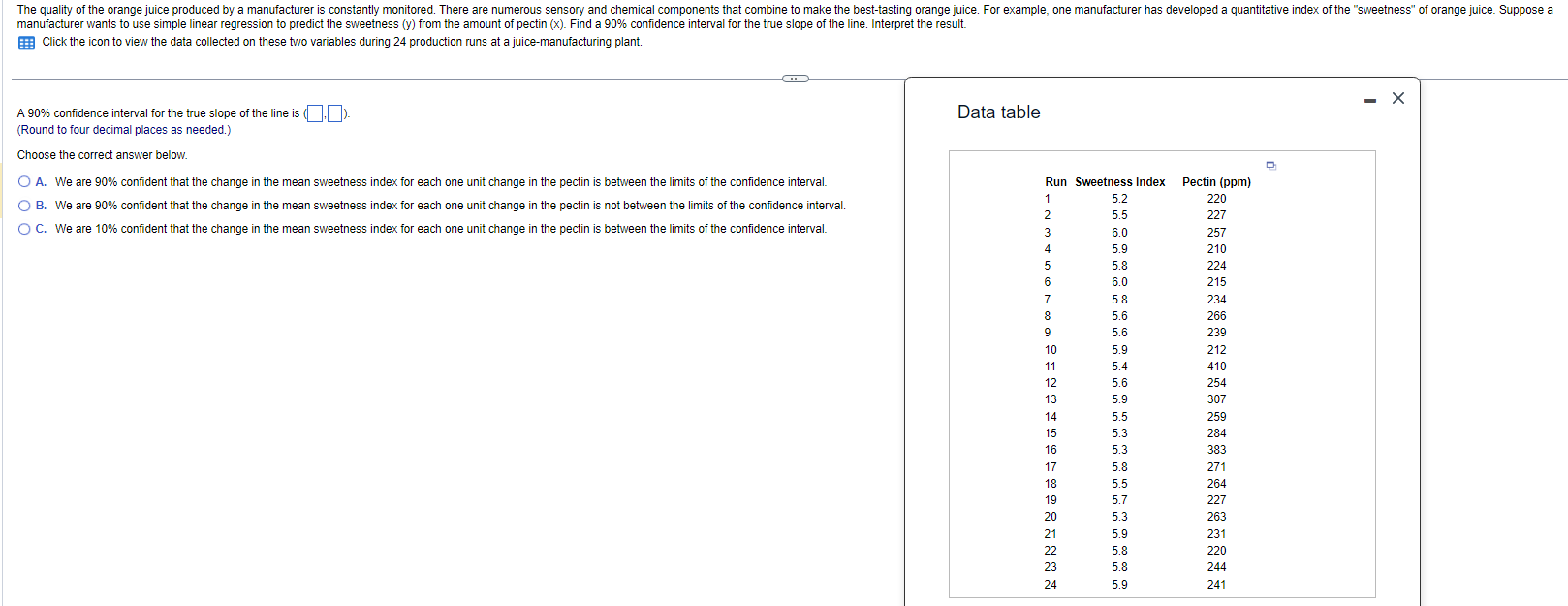 Solved manufacturer wants to use simple linear regression to | Chegg.com