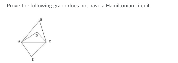 Solved Prove the following graph does not have a Hamiltonian | Chegg.com