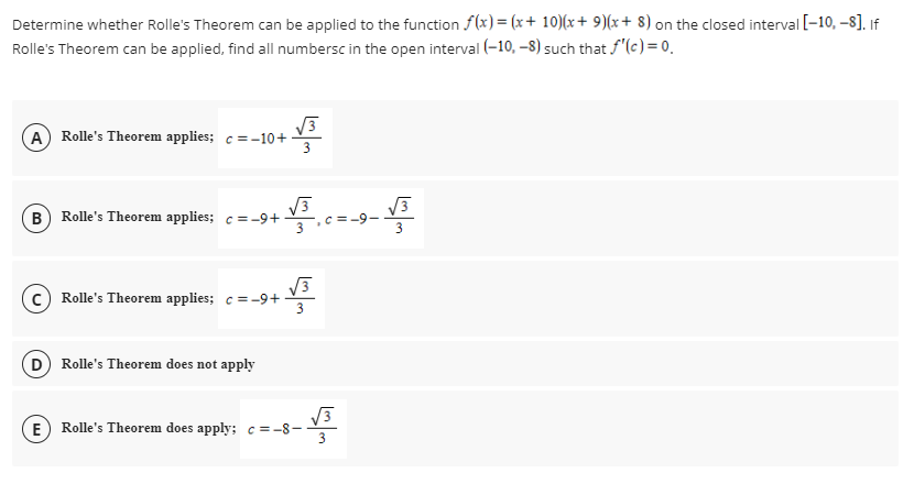 Solved Determine whether Rolle's Theorem can be applied to | Chegg.com
