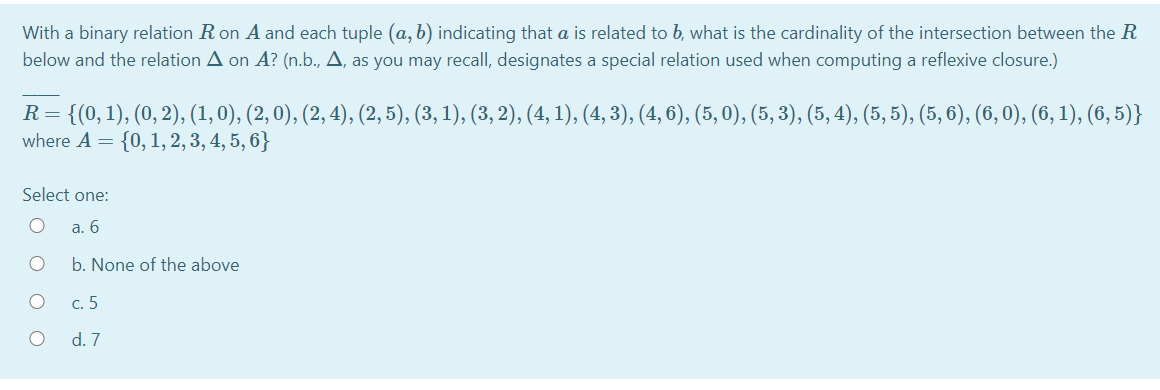 Solved With a binary relation Ron A and each tuple (a, b) | Chegg.com