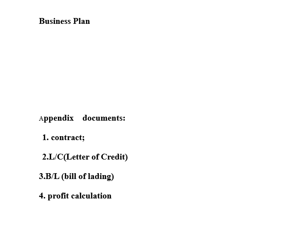 Solved Business Plan Appendix documents: 1. contract; | Chegg.com