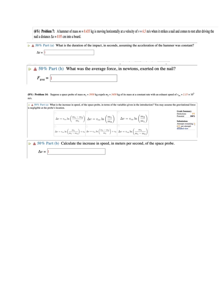 Solved (6\%) Problem 7: A hammer of mass m=0.435 kg is | Chegg.com