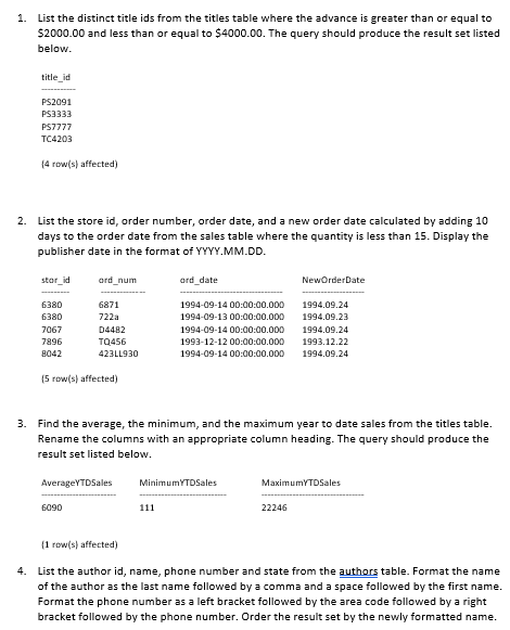 Solved 1. List the distinct title ids from the titles table | Chegg.com