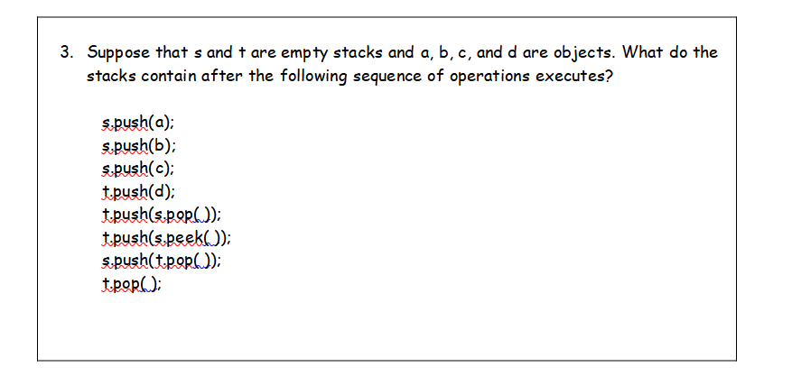 Solved 1. If you push the objects x,y, and z onto an | Chegg.com