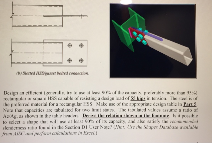 毋毋 (b) Slotted HSS/gusset bolted connection Design an | Chegg.com