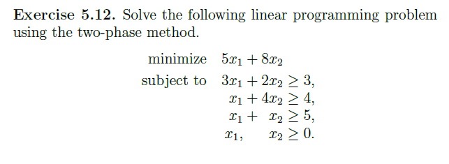 Solved Exercise 5.12. Solve the following linear programming | Chegg.com