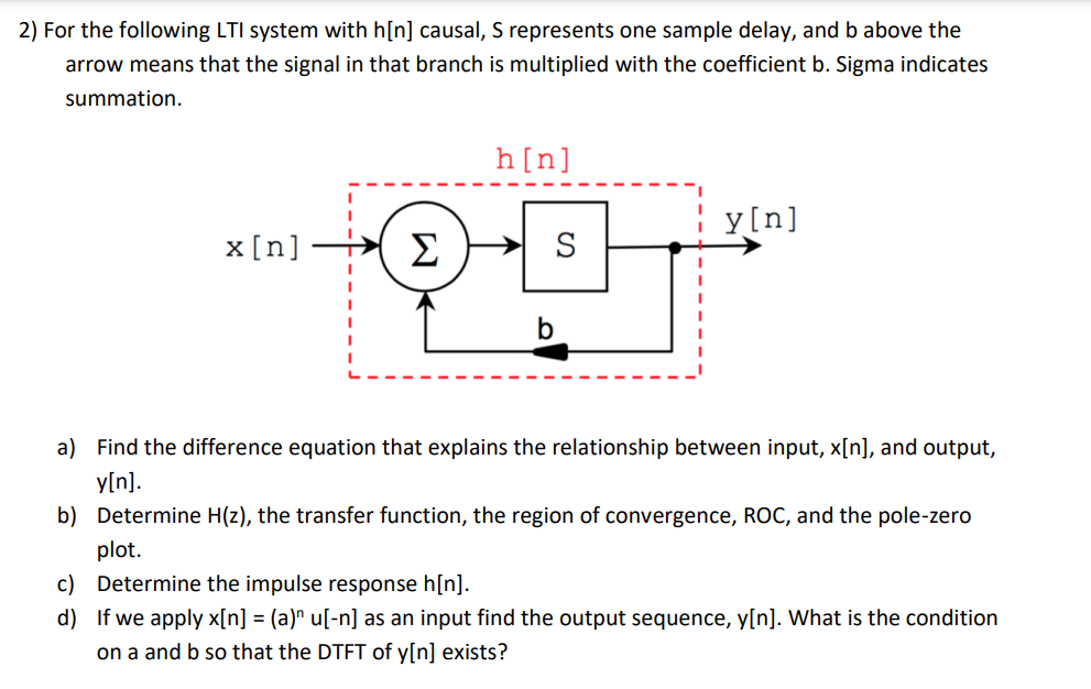 Solved For the following LTI system with h[n] ﻿causal, S | Chegg.com