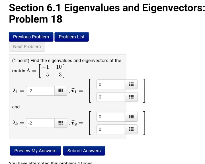 Solved Section 6.1 Eigenvalues and Eigenvectors: Problem 18 | Chegg.com