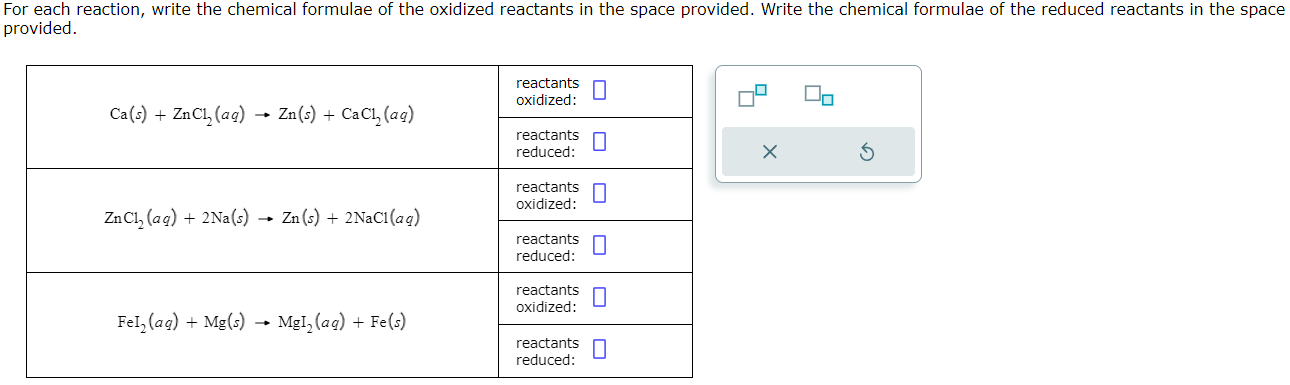 Solved For each reaction in the table below, write the | Chegg.com