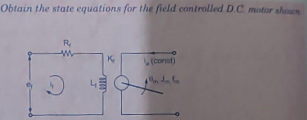 Solved Obtain the state equations for the field controlled | Chegg.com
