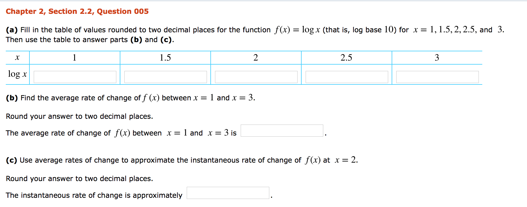 Solved Chapter 2, Section 2.2, Question 005 (a) Fill in the | Chegg.com