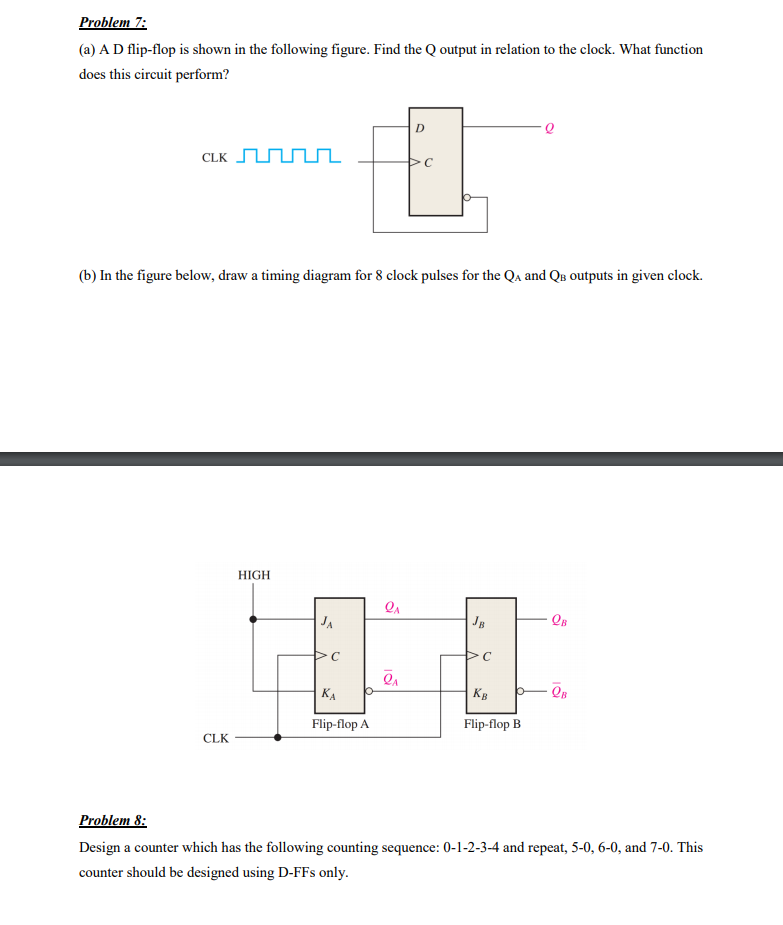 Solved (a) A D flip-flop is shown in the following figure. | Chegg.com