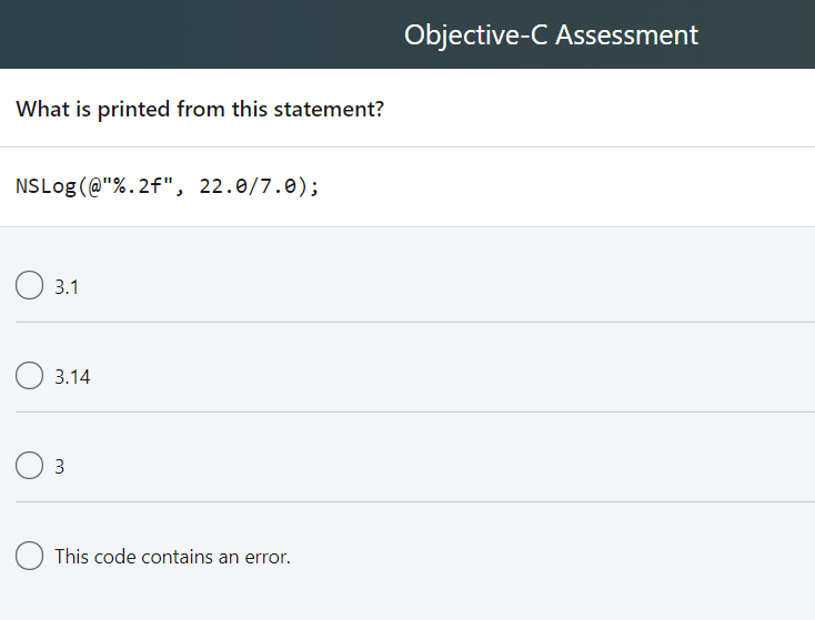 Objective-C Assessment What is the type of the return | Chegg.com