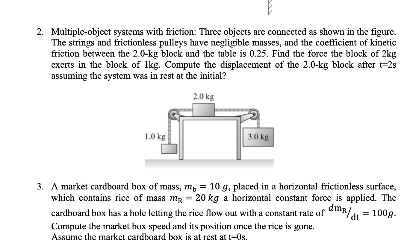 Solved 2 Multiple Object Systems With Friction Three