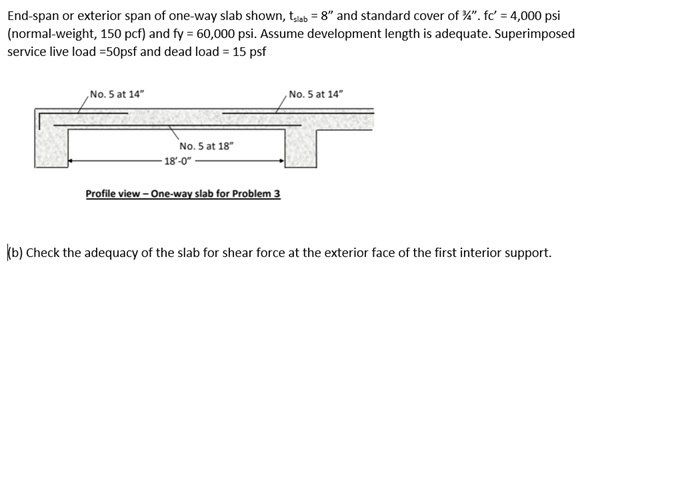 Solved End-span or exterior span of one-way slab shown, | Chegg.com
