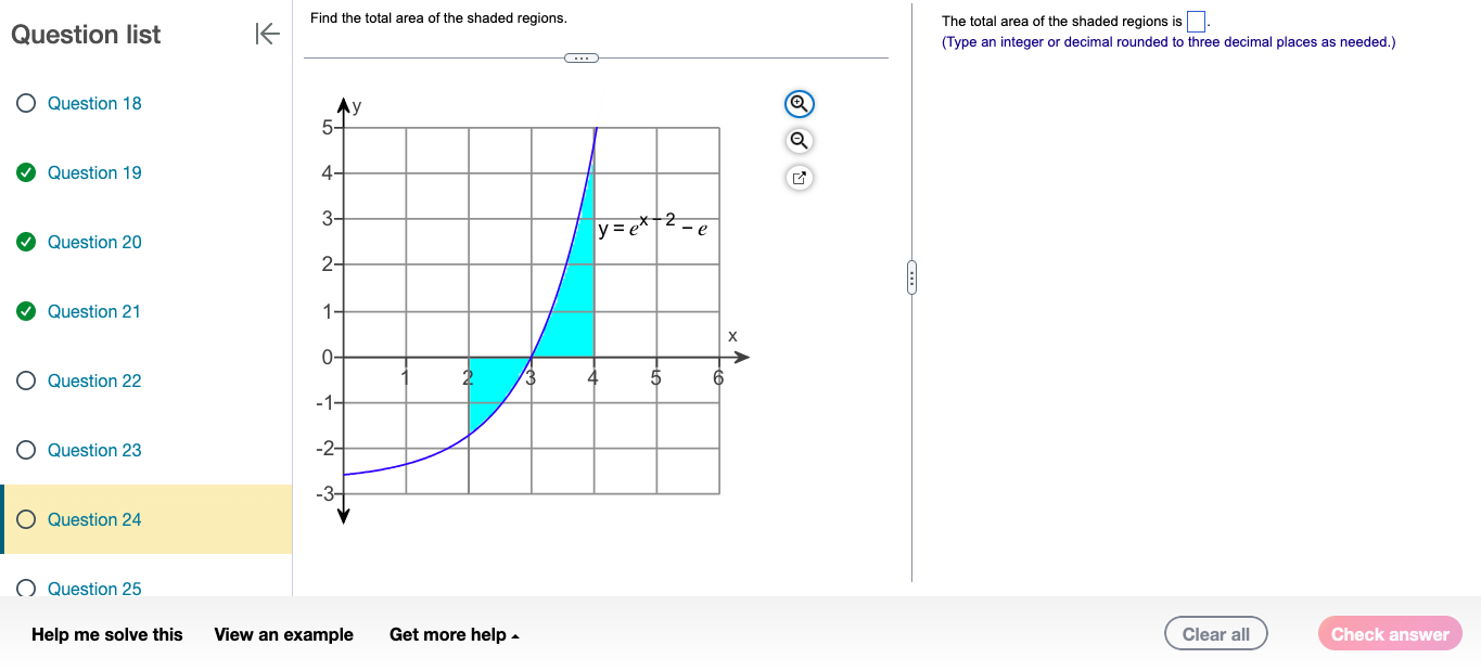 Solved Find the total area of the shaded regions. The total | Chegg.com