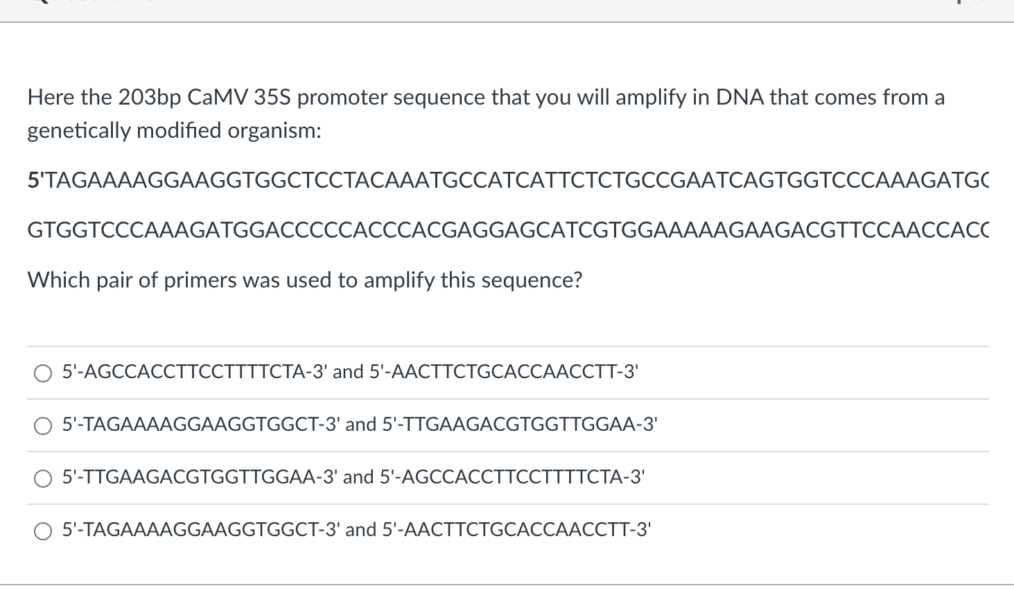 Solved Here the 203bp CaMV 35 S promoter sequence that you | Chegg.com
