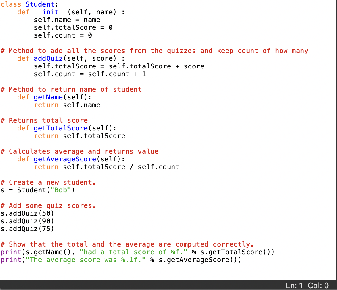 Solved 5. Modify the Student class of problem #4 to compute | Chegg.com