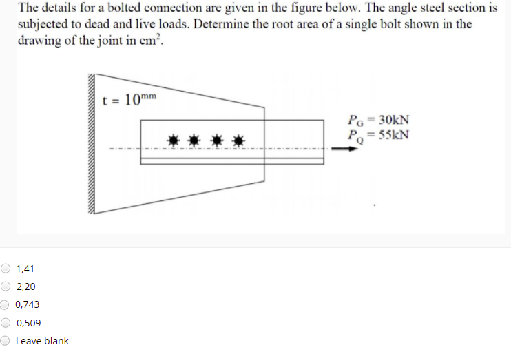 Solved The details for a bolted connection are given in the | Chegg.com