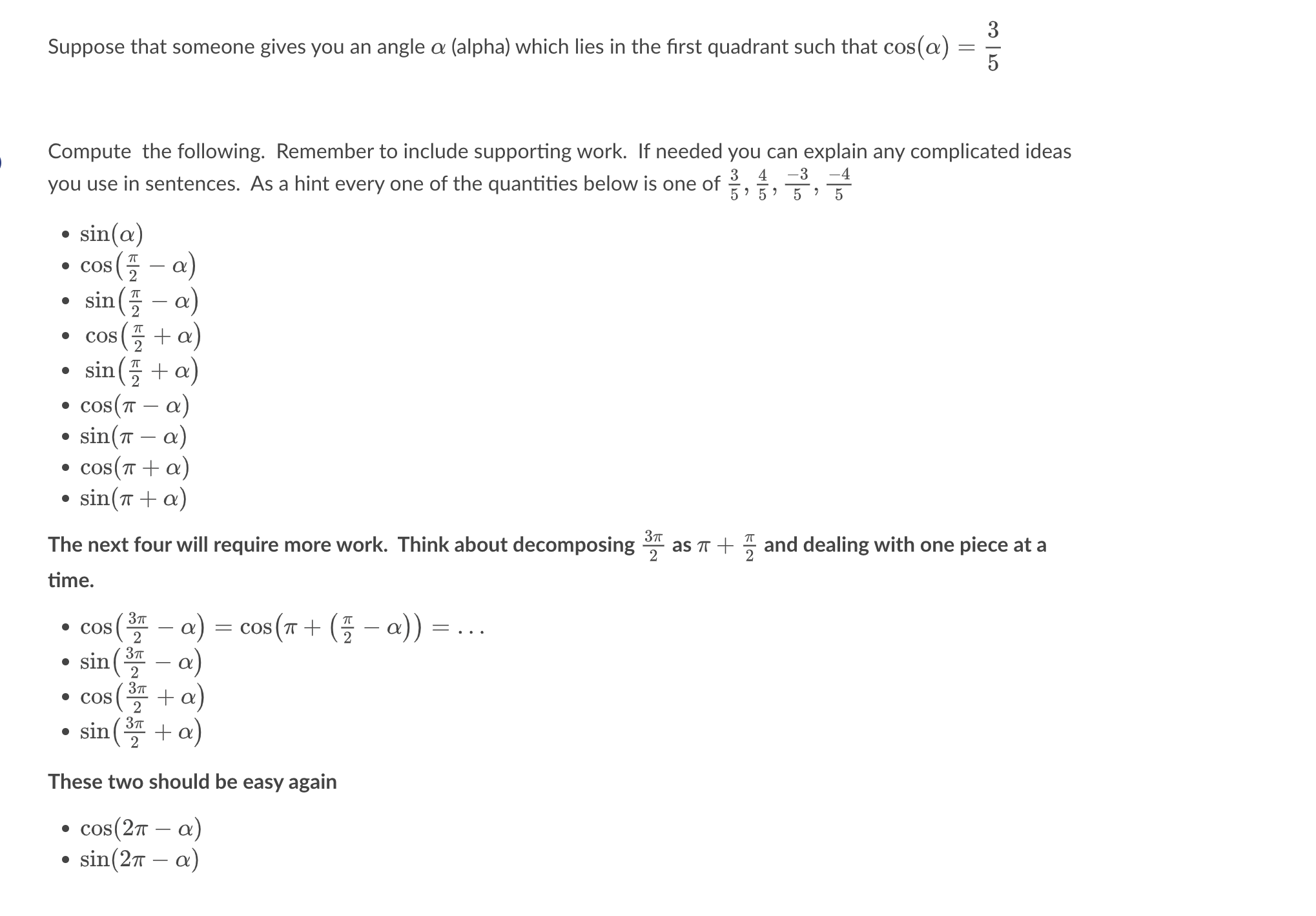 Solved Suppose that someone gives you an angle α (alpha) | Chegg.com