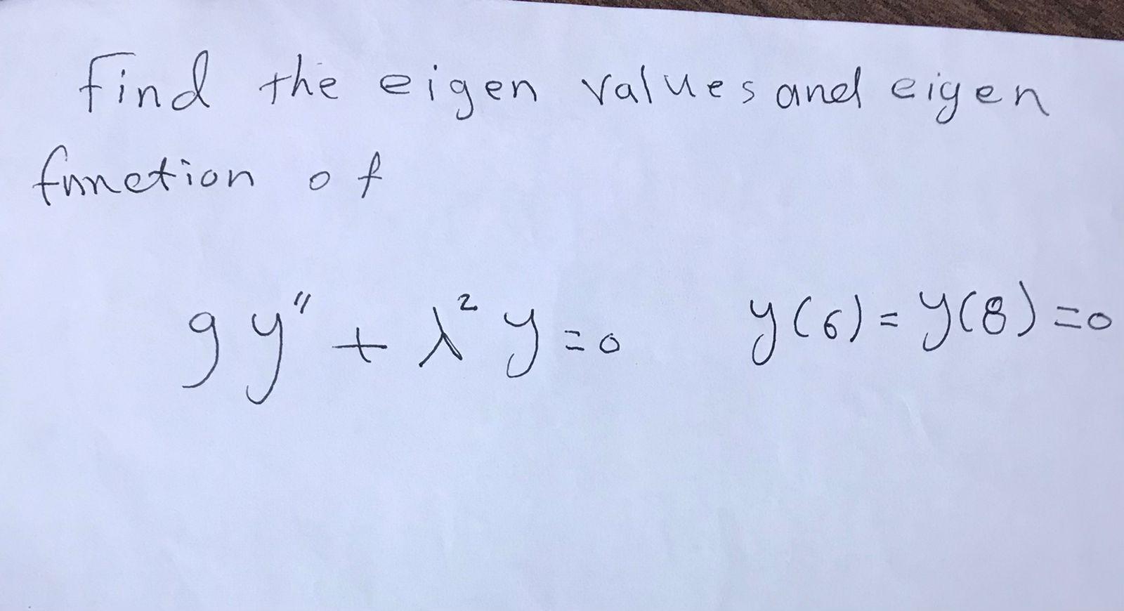 Solved find the eigen values and eigen function of 2 | Chegg.com