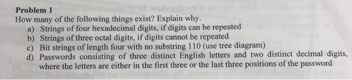 Solved Problem 1 How many of the following things exist? | Chegg.com