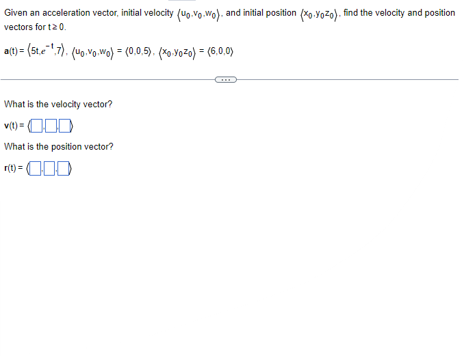 Solved Given an acceleration vector, initial velocity | Chegg.com