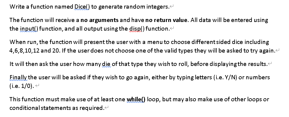 Write a function named Dice() to generate random | Chegg.com Write a function named Dice() to generate random | Chegg.com
