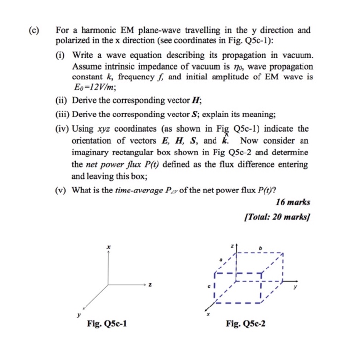 Solved For a harmonic EM plane-wave travelling in the y | Chegg.com