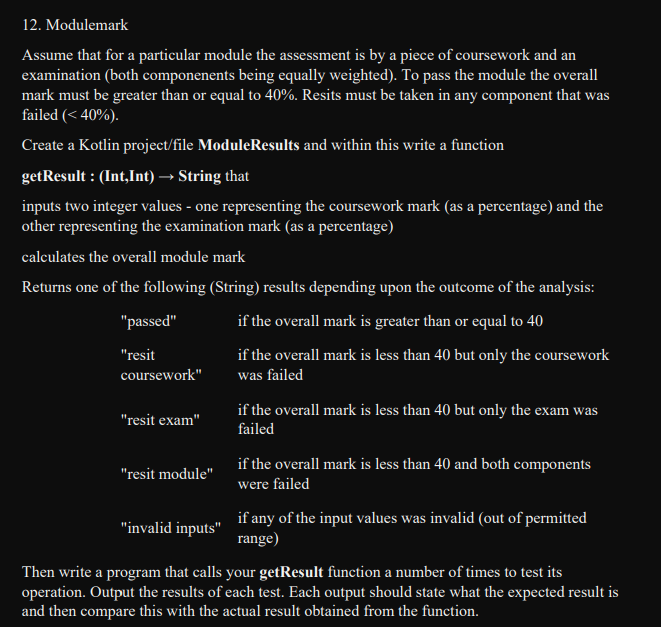 Solved 12. Modulemark Assume that for a particular module | Chegg.com