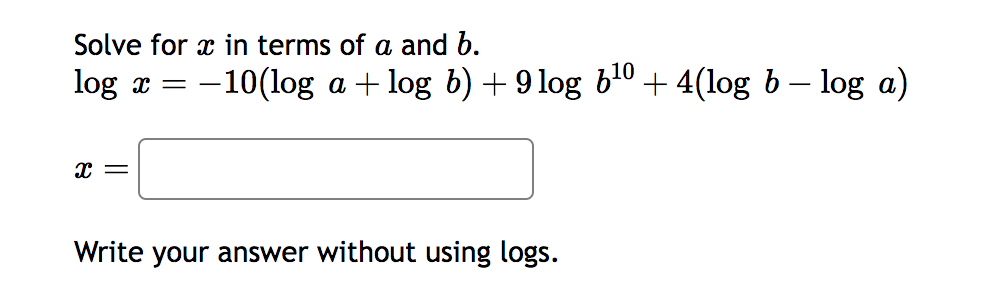 Solved Solve for x in terms of a and b. | Chegg.com
