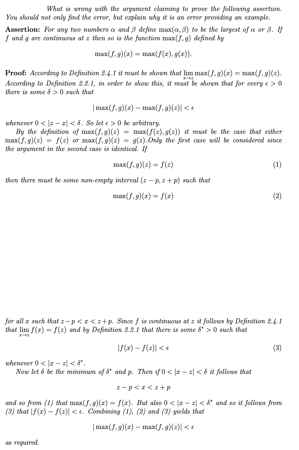 What is wrong with the argument claiming to prove the | Chegg.com