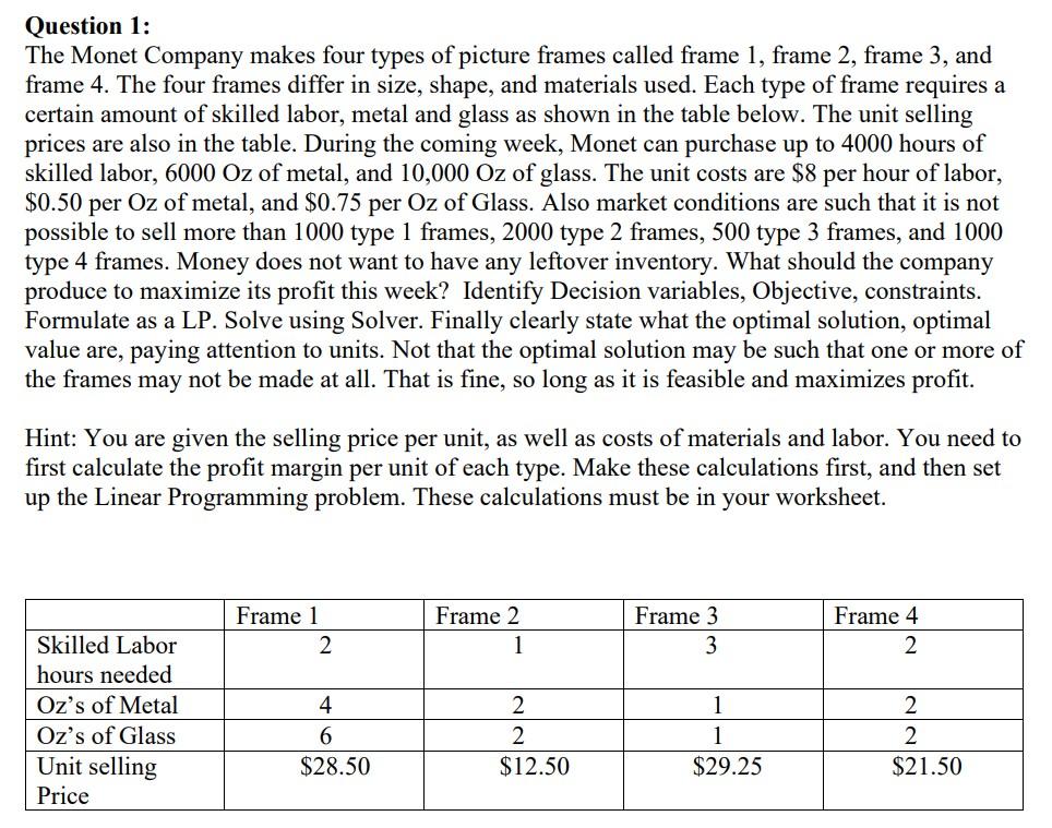 Solved For each Linear Programming question, you must submit | Chegg.com